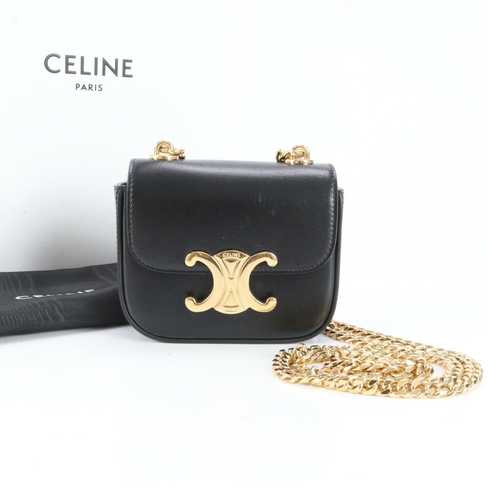 Celine Mini Chain Claude Triomphe Leather Shoulder Ba… - Gem